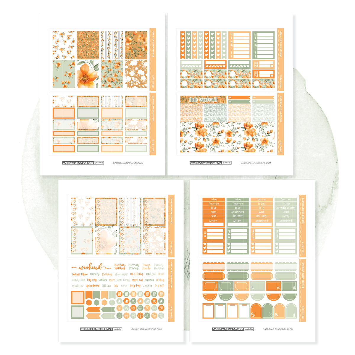 Lucky Orange // Standard Vertical Planner Sticker Printable / Instant ...