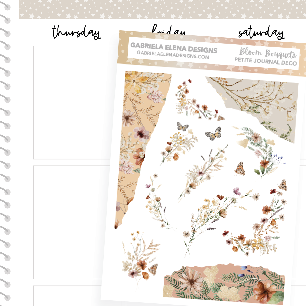 Bloom Bouquets // Petite Journal Sheet / A la Carte Sheets – Gabriela Elena Designs