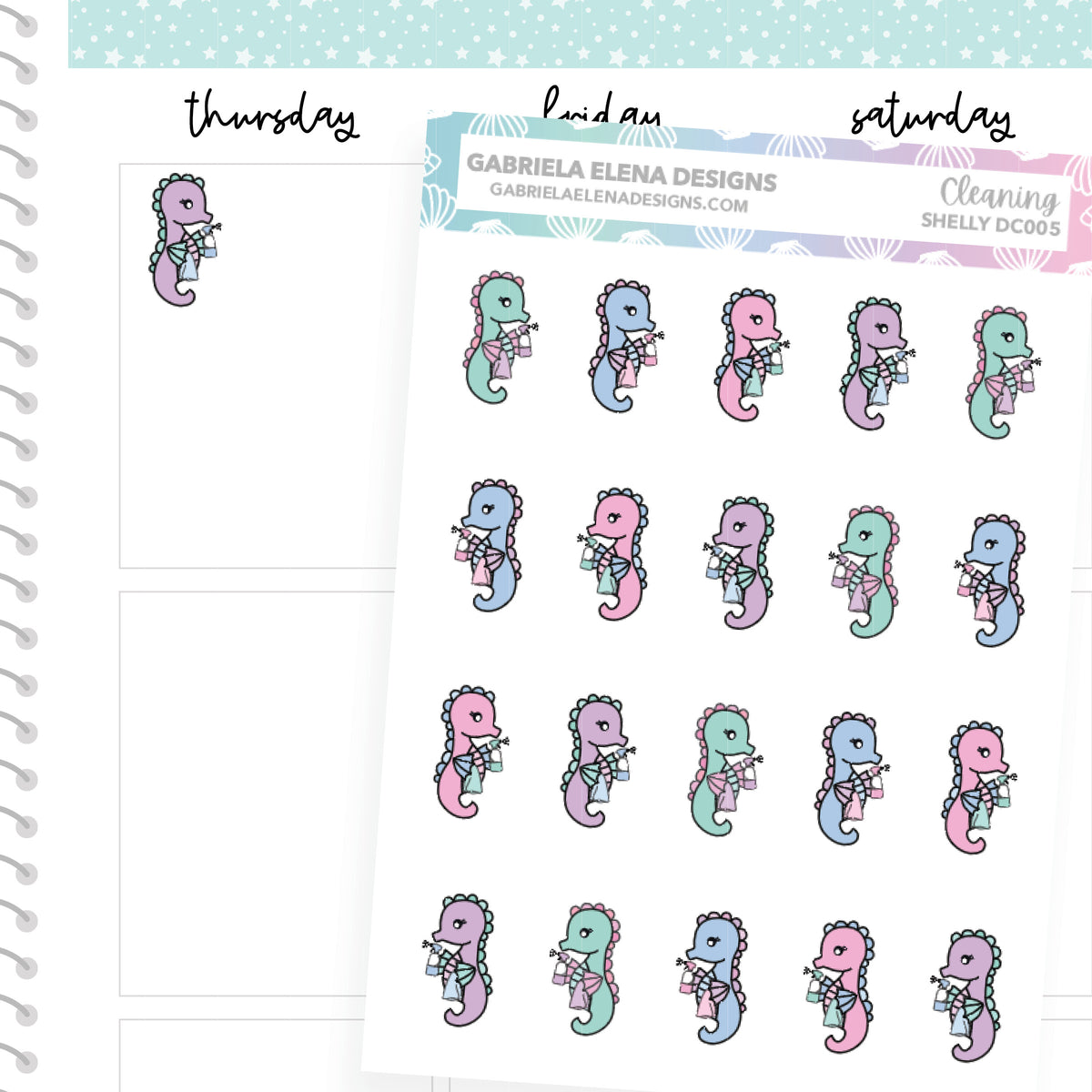 Chores, Cleaning // Shelly Seahorse Character / Drawn Doodle Stickers ...