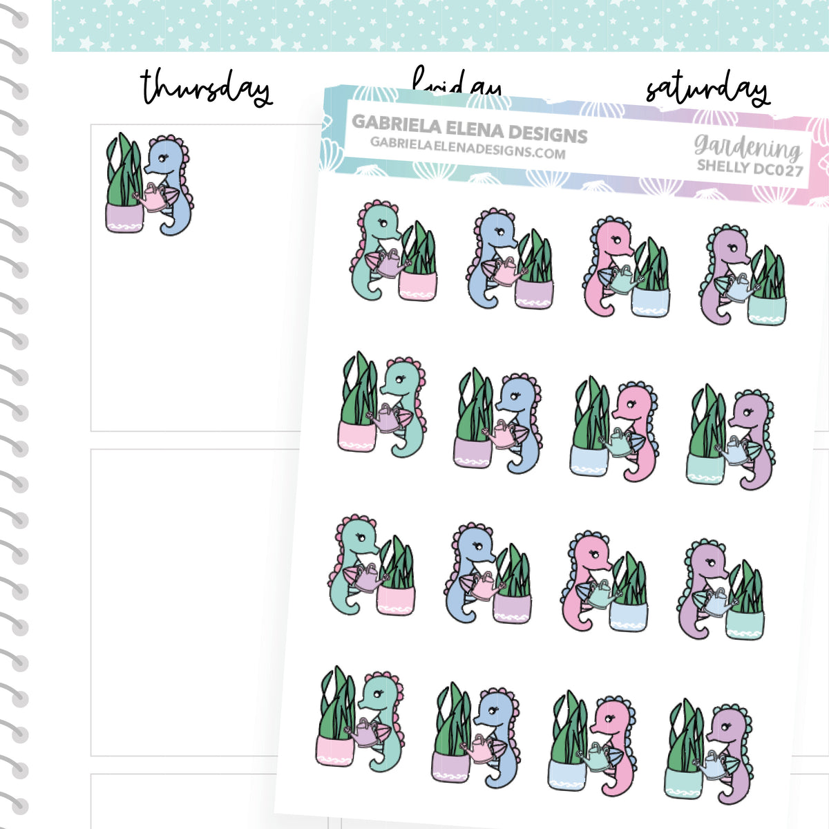 Gardening, Garden // Shelly Seahorse Character / Drawn Doodle Stickers ...