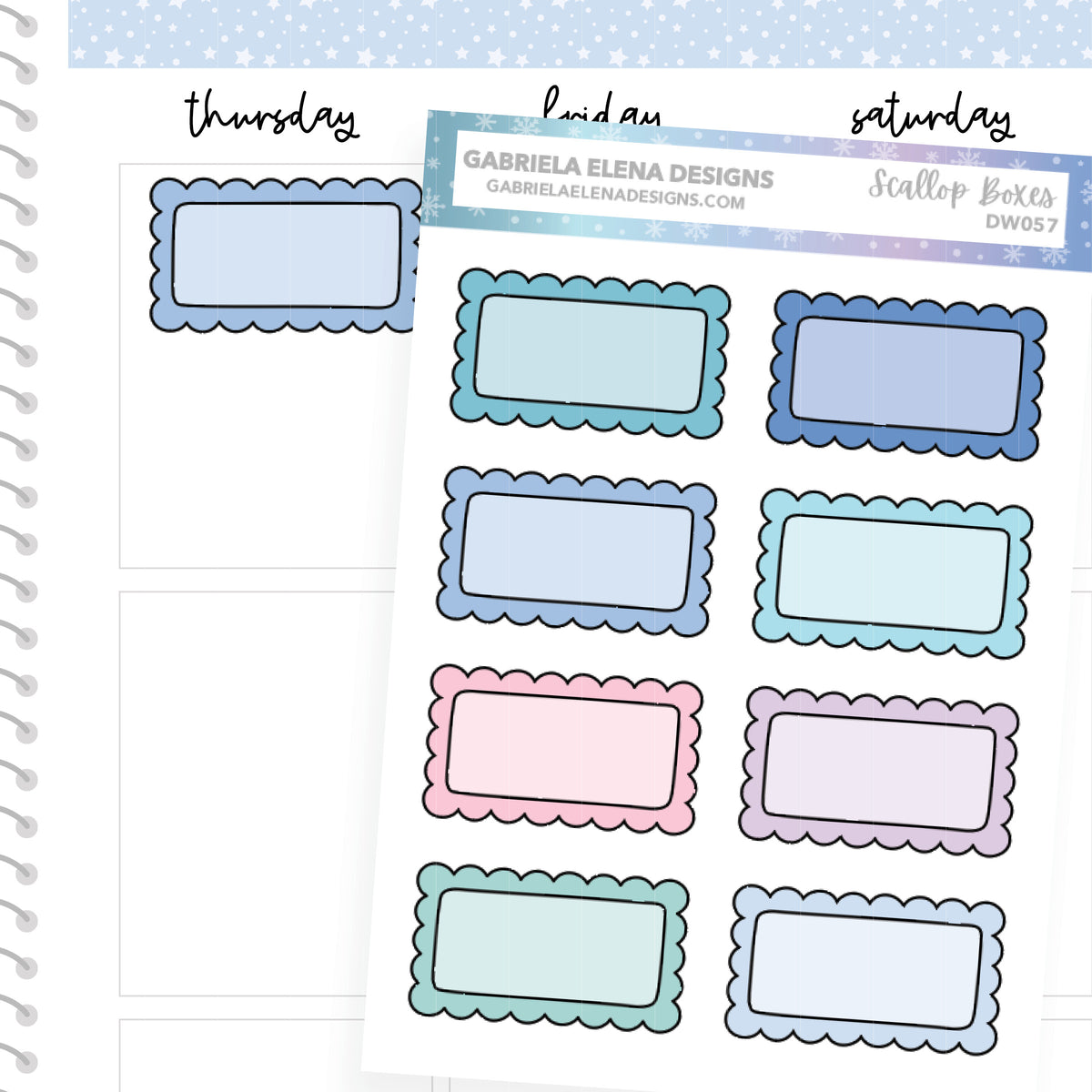 Scallop Boxes // Drawn Doodle Stickers // Winter – Gabriela Elena Designs