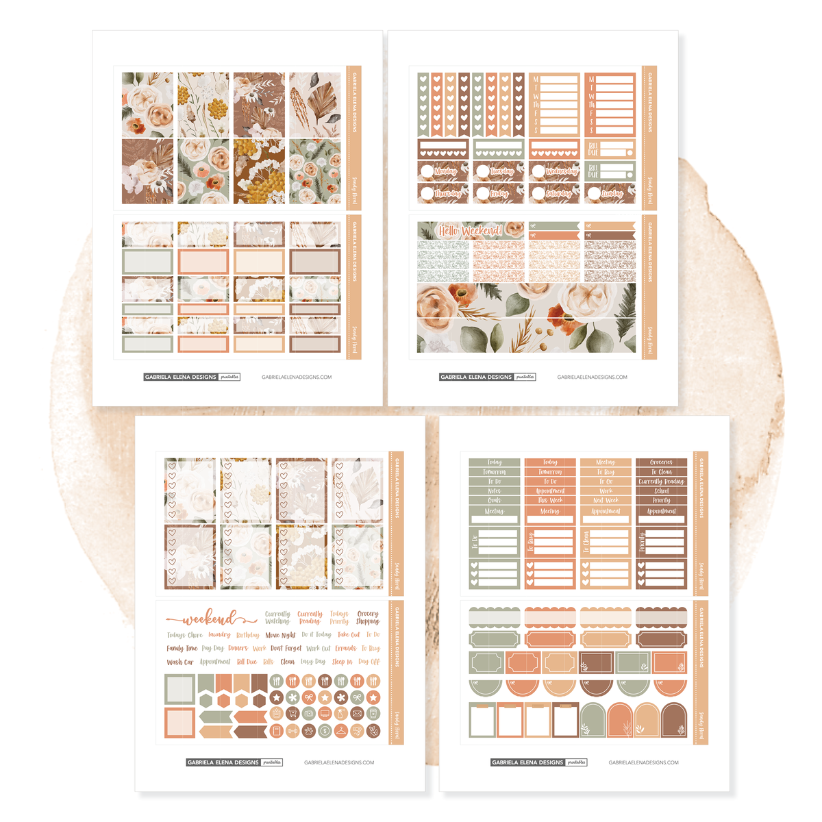 Sandy Floral // Standard Vertical Printable / Instant Download ...